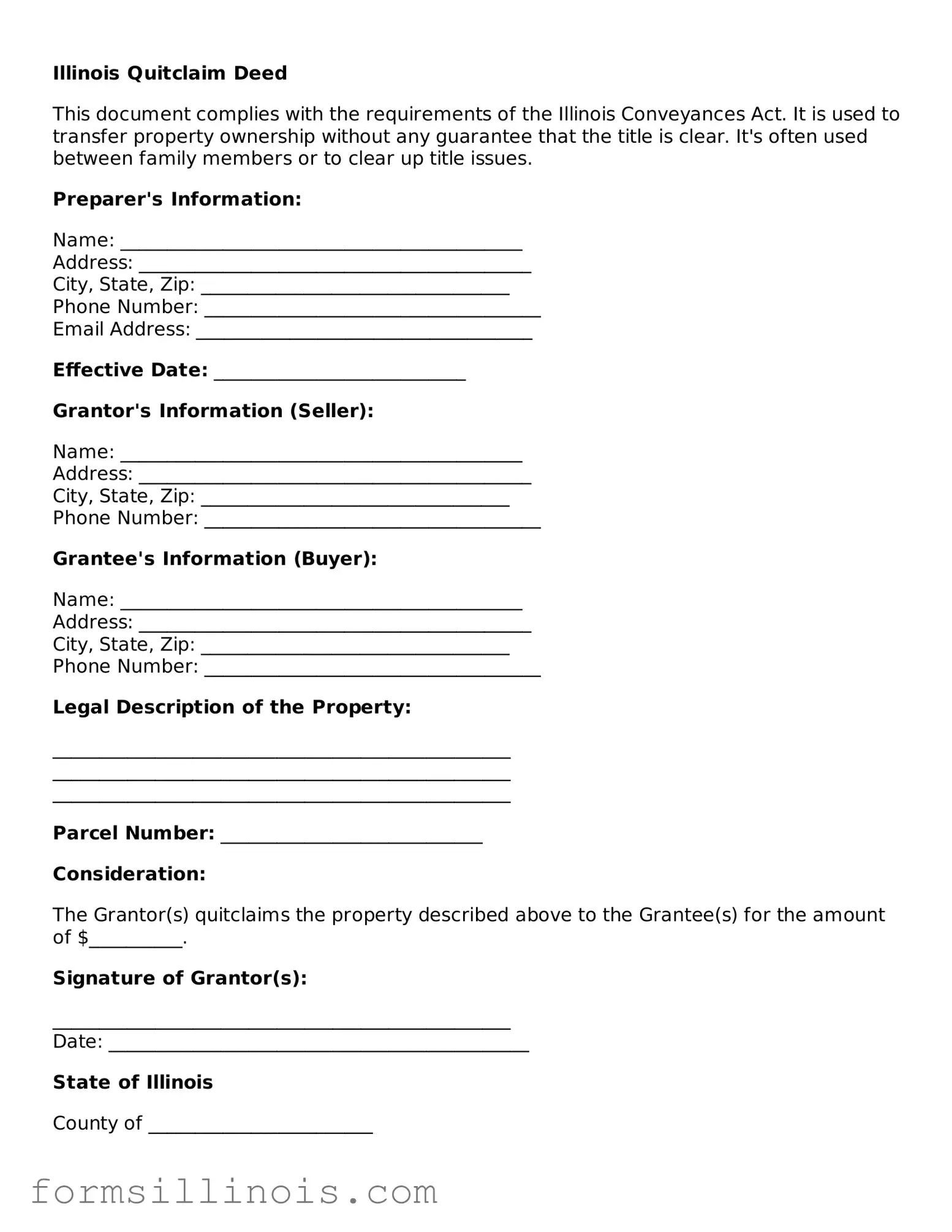 Create a Valid Illinois Quitclaim Deed With Our Free Form Create a Valid Illinois Quitclaim Deed With Our Free Form